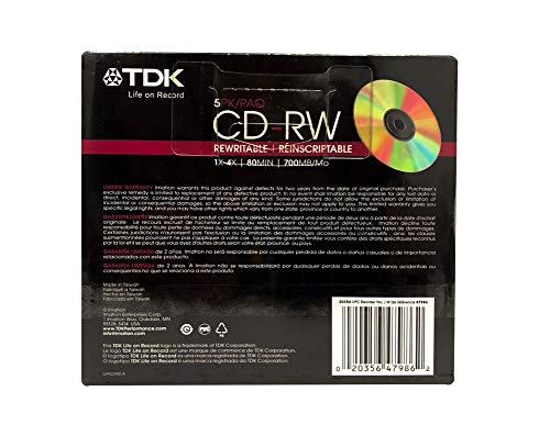 TDK CDRW80 Recordable and ReWriteable CD