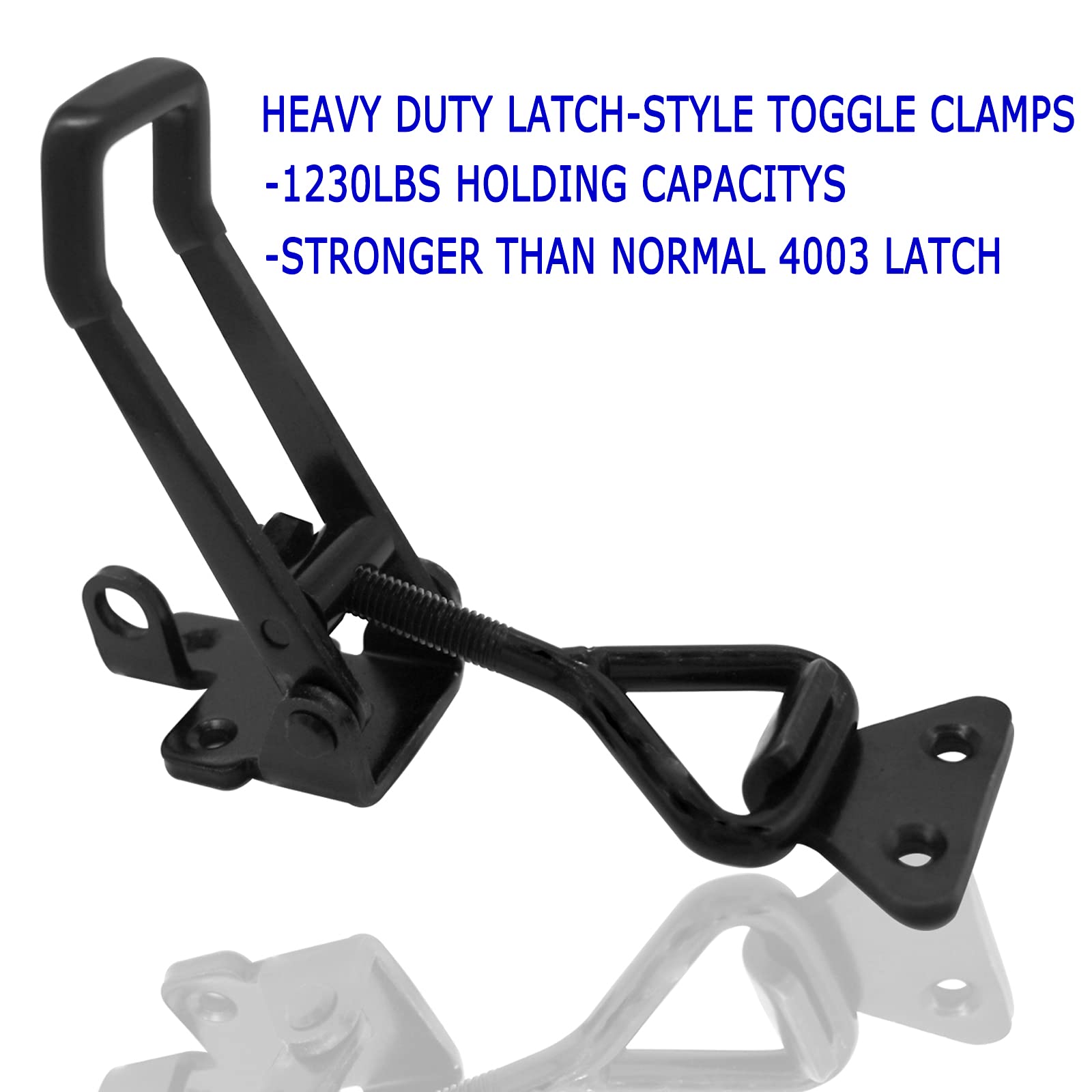 4Pack Heavy Duty Toggle Latch Clamp, 1320lbs 4003 Latch-Style Toggle Clamp with Lock Hook, Pull Action Latch with Catch Plate, Metal Quick Release Draw Latch for Trunk Jig Smoker Door Tool Boxes