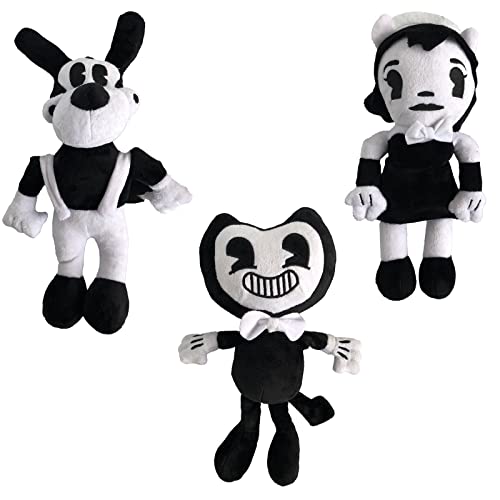 3PCS Bendy Plush Toy Set - Cute Horror Game Dolls, Soft Stuffed Animals for Kids & Fans