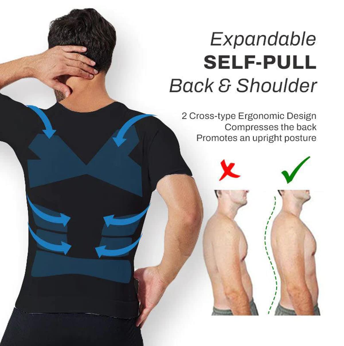 2023 New SlimBody Gynecomastia Compression Top,Mens Slimming Chest Compression Shirt Body Shaper (3 Color,L)