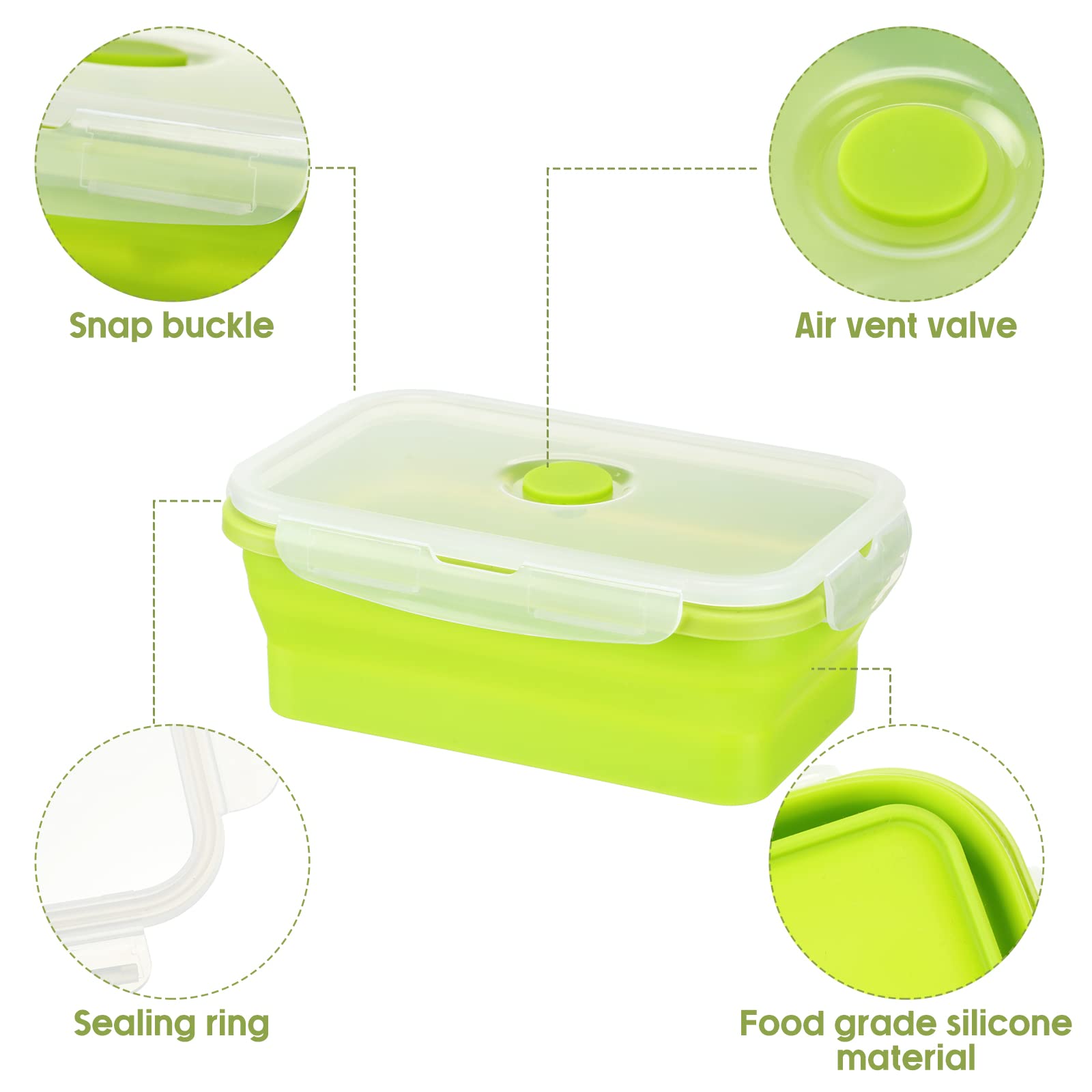 4 Sets 16 Pcs Silicone Food Storage Containers with Lids Collapsible Meal Prep Container Silicone Food Box Microwave Lunch Containers Leftover Meal Box, Dishwasher and Freezer Safe (Multicolor)