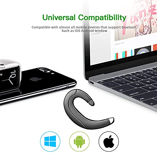 AOCOAKW Ear Hook Bluetooth Headset V5.0 with Mic, Lightweight Painless Singel Ear Wireless Earphones 5 Hrs Playtime for Android Phones/iPhone X/8/7/6, Non Bone Conduction Headphone with Ear Plug