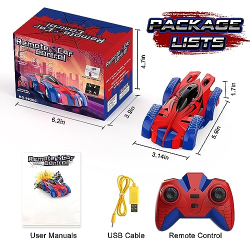 Aomifmik Wall Climbing Remote Control Car, 360° Rotating Dual Mode RC Stunt Car with Headlight, Rechargeable Toys for 4 5 6 7 8-12 Year Old Boys Girls Kids