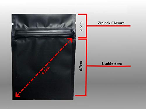 Karmay 100-3x4 Premium Smell Proof Flat Ziplock Double-Sided Reusable Metallic Foil Food Storage Bags (Matte Black)
