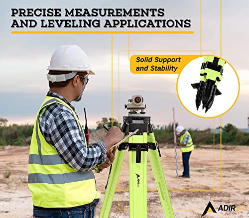 AdirPro High Visibility Universal Survey Tripod β Aluminum Laser Level Tripod β Transit Level Tripod - Quick Clamp - Heavy Duty Contractor Tripod 5/8β x 11β Thread (Green)