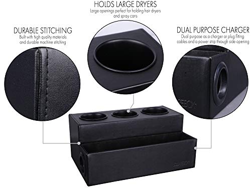 SQUAREBOX Black Hair Tool Organizer - Blow Dryer, Curling Iron, Flat Iron Holder - Hair Styling Tools Accessories Organizer - Vanity Countertop Organizer - Free Travel Bag Gift! (Black)