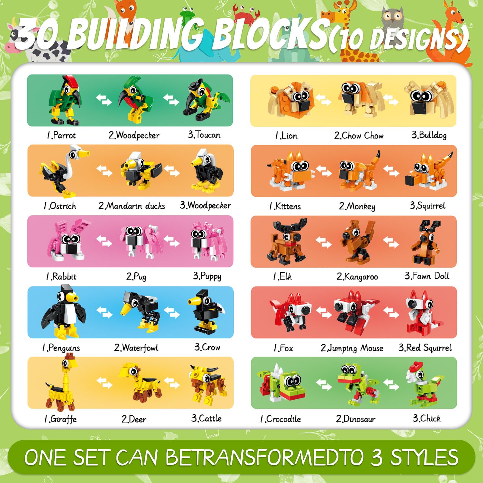 30pcs Easter Eggs with Toys Inside, Prefilled Easter Eggs with 3 in 1Forest Animal Building Blocks, Easter Basket Stuffers Fillers, Hunt( 30g )