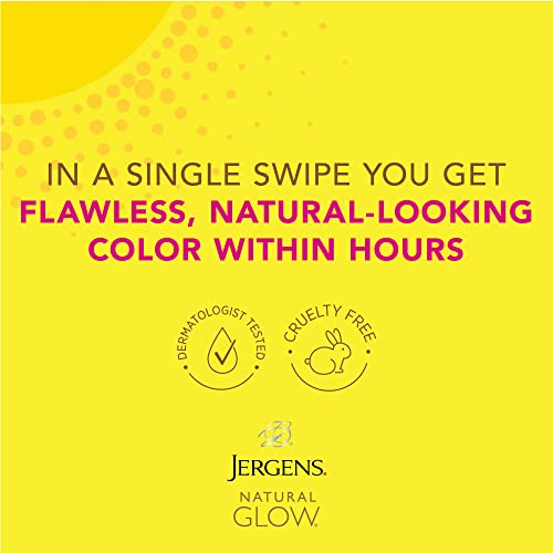 Jergens Natural Glow Instant Sun Sunless Tanning Towelettes, Single-Use Self Tanner Wipes for Flawless, Natural-Looking Color, 6 Count