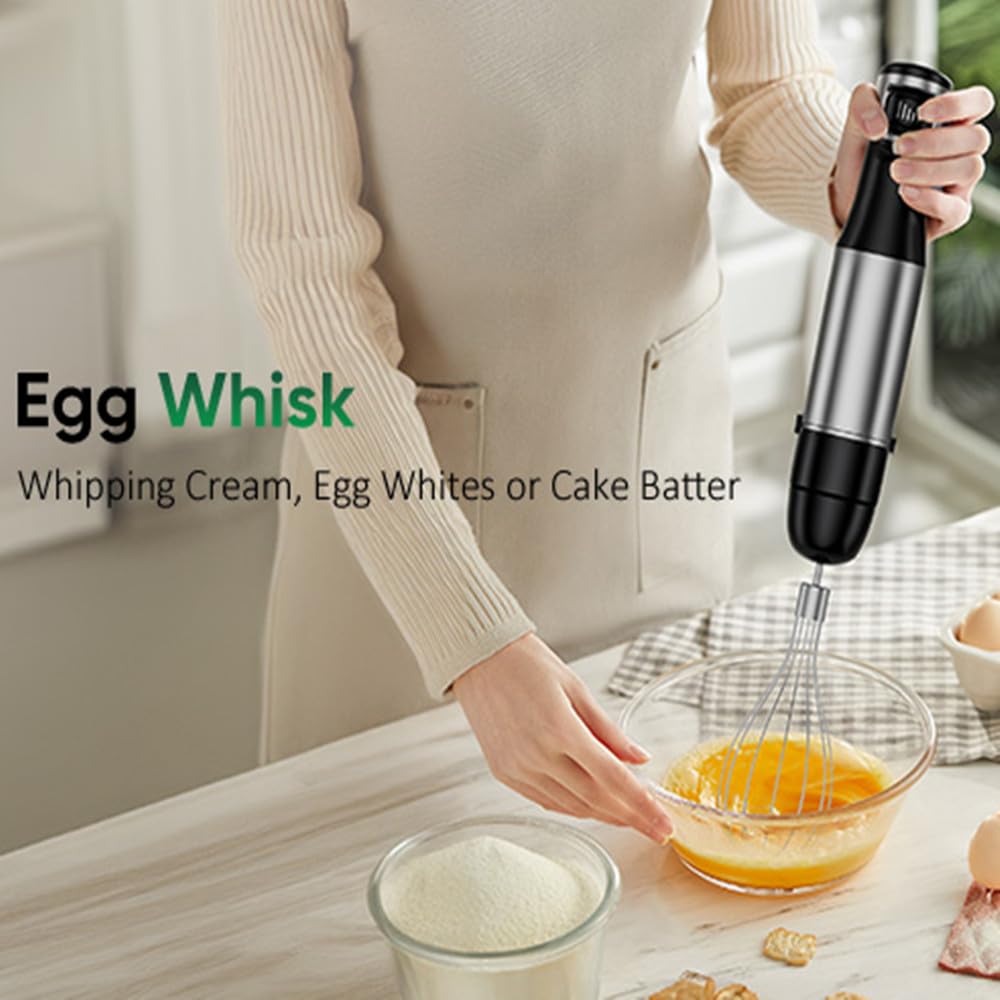 5 IN 1 Immersion Blender Handheld Set 1000W Heavy Duty Hand Blender with Milk Frother, Beaker, Whisk, Chopper Stick Blender Emulsifier for Soup, Smoothie, Puree
