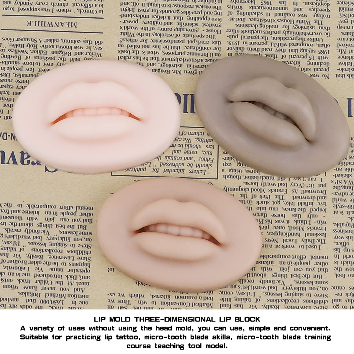 3pcs Tattoo Practice Lips, 3D Practice Silicone Lips Fake Skin Makeup Tattoo Practice Lips for Tattooing Artists and Beginners