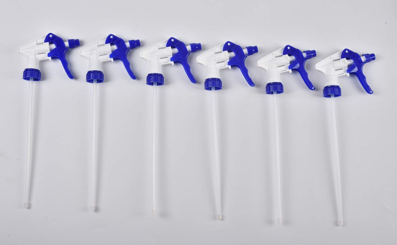 YUZKENCI Trigger Sprayer 12 Pack, Heavy Duty, White and Blue - 28/400 Neck/Thread Size (D Type, 10" Dip Tube)