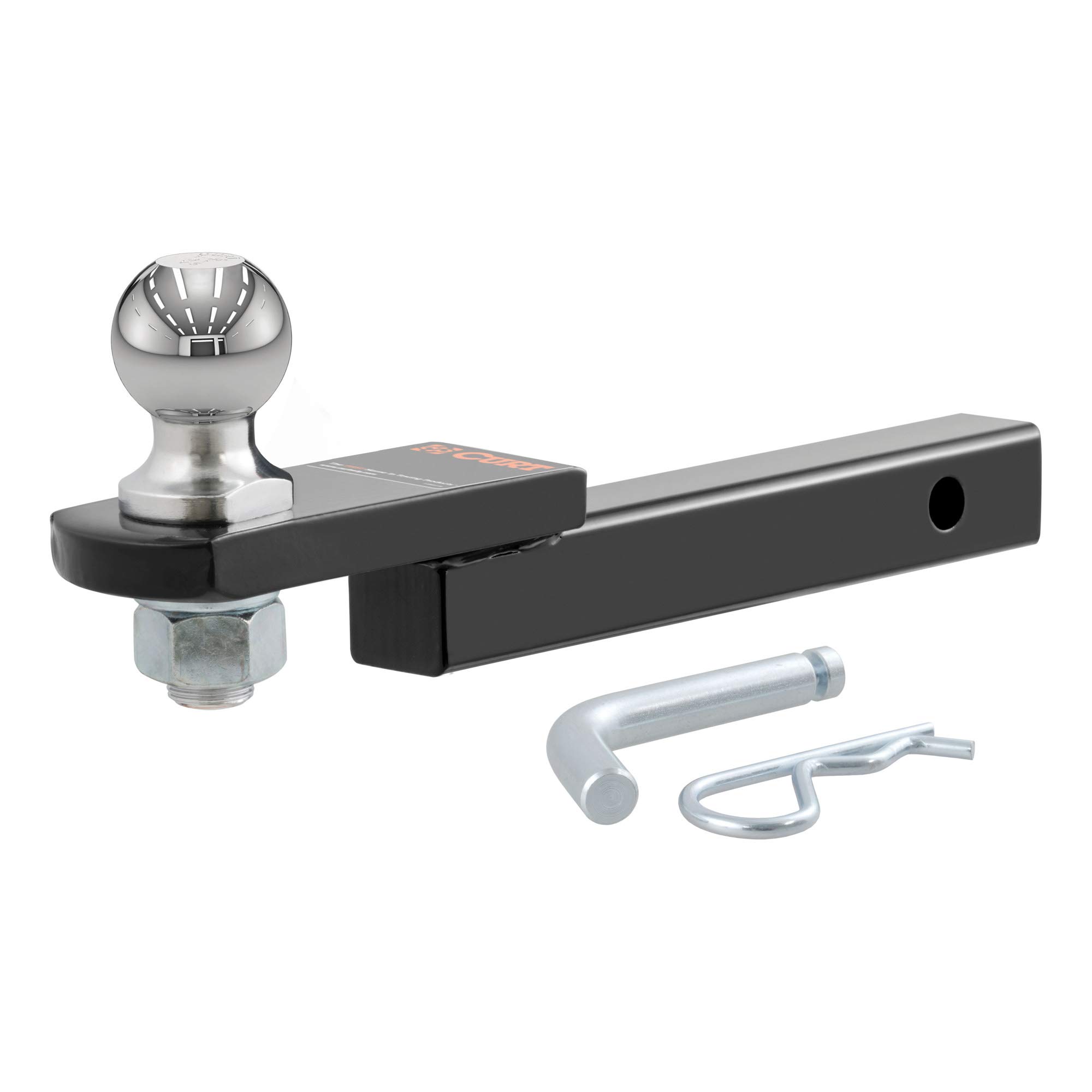 CURT 45147 Trailer Hitch Mount, 2-Inch Ball, Pin, Fits 1-1/4-In Receiver, 3,500 lbs, 3/4" Rise , Black