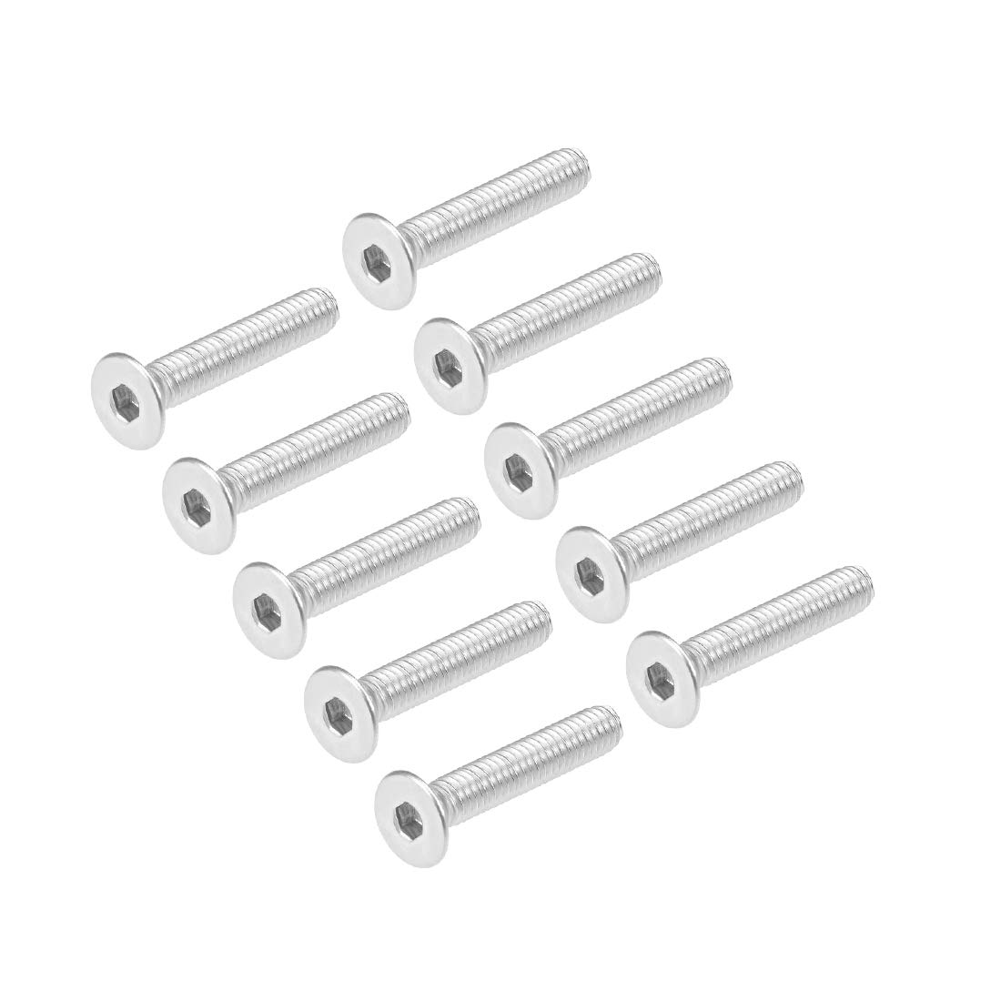 uxcell M4x25mm Flat Head Machine Screws Inner Hex Screw 304 Stainless Steel Fasteners Bolts 50Pcs