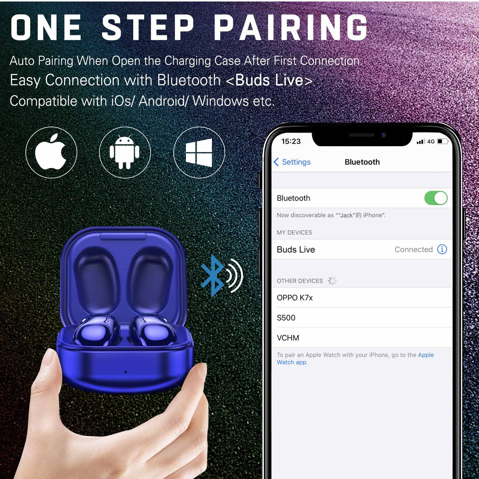 UrbanX Street Buds Live True Wireless Earbud Headphones for Samsung Galaxy Note 20 5G - Wireless Earbuds w/Active Noise Cancelling - Blue (US Version with Warranty)