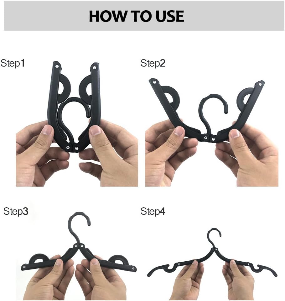 36 Pcs Travel Hangers - Cruise Ship Essentials Portable Folding Clothes Hangers Travel Accessories Foldable Clothes Drying Rack for Travel (Black)