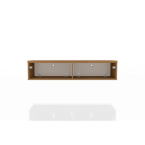 Manhattan Comfort Liberty Mid Century Modern Home Office Floating Desk, 42.28", Cinnamon and Off White