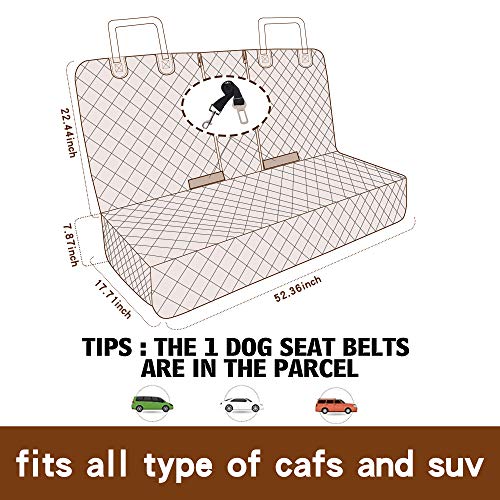 JSTHT Dog Seat Cover, 100% Waterproof Pet Seat Cover,Bench Car Seat Cover Protector Scratch Proof Nonslip Durable Soft Pet Back Seat Covers for Cars Trucks & SUVs