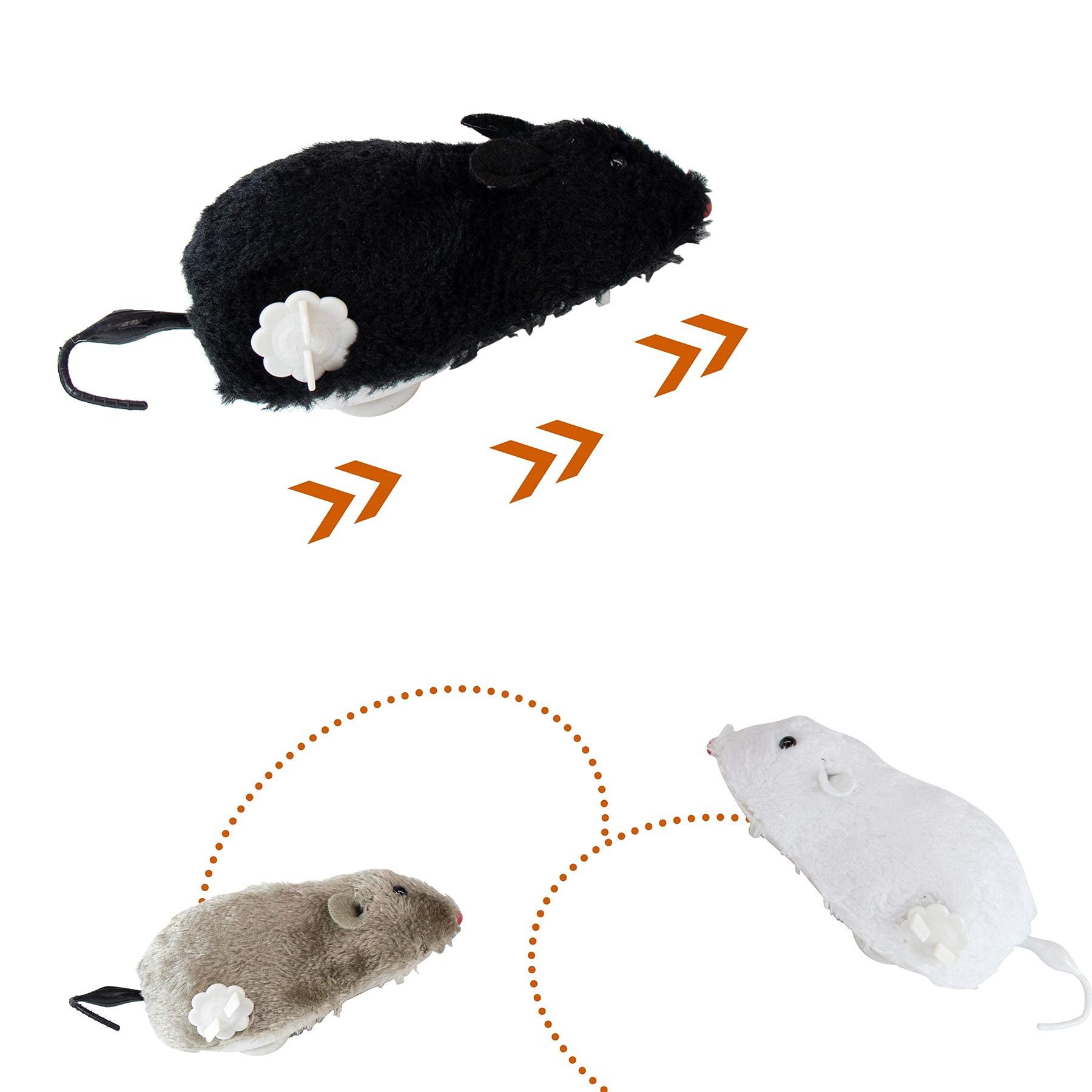 AUEAR, 4 Pack Wind Up Mouse Racing Mini Jumping Rat Plush Mice Realistic Looking Pet with Twirling Tail