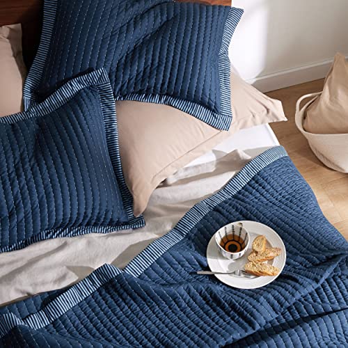 Bedsure Navy Quilt Queen Size Queen Comforter Set, Soft Quilt Bedding Set for All Seasons