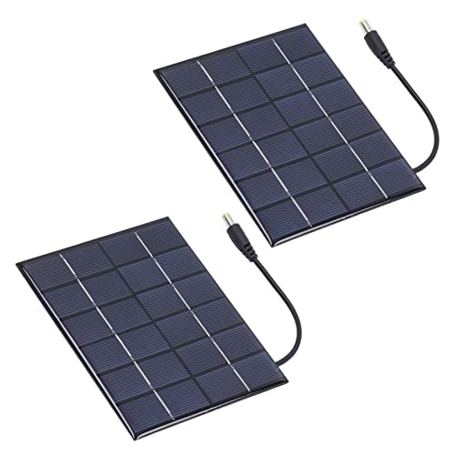 2Pcs Solar Panels Dc5521 2W Solar Energy Battery Charger 3.7V Rechargeable 3.7V Battery Polysilicon 0 330Ma Material 7.5V for 6V Charger Power Short Circuit Voltage Battery