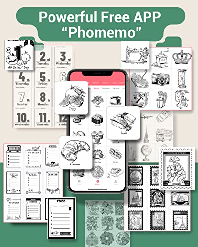 Phomemo M02S Pocket Printer- 300 dpi HD Bluetooth Thermal Photo Printer Compatible with iOS and Android, Black and White Image for Photo Printing, Plan Journal, Organization, Art Creation, Gift, Cyan