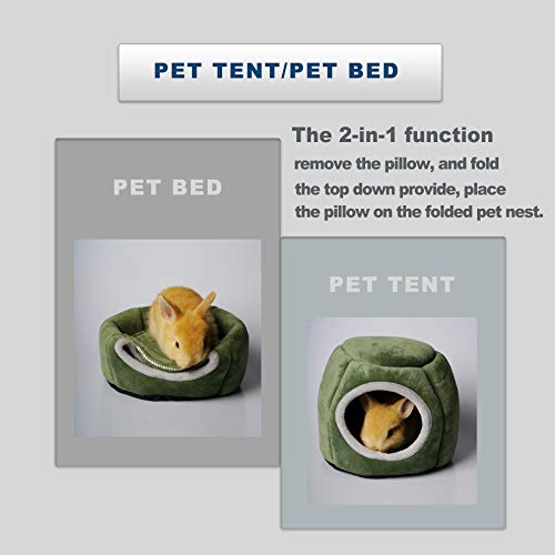 Missrir Guinea Pig Bedding, Cozy House Bedding for Rats Chinchilla Degu Ferrets Hedgehog Sugar Glider, Pumpkin Shaped Guinea Pig Hideout(Green)