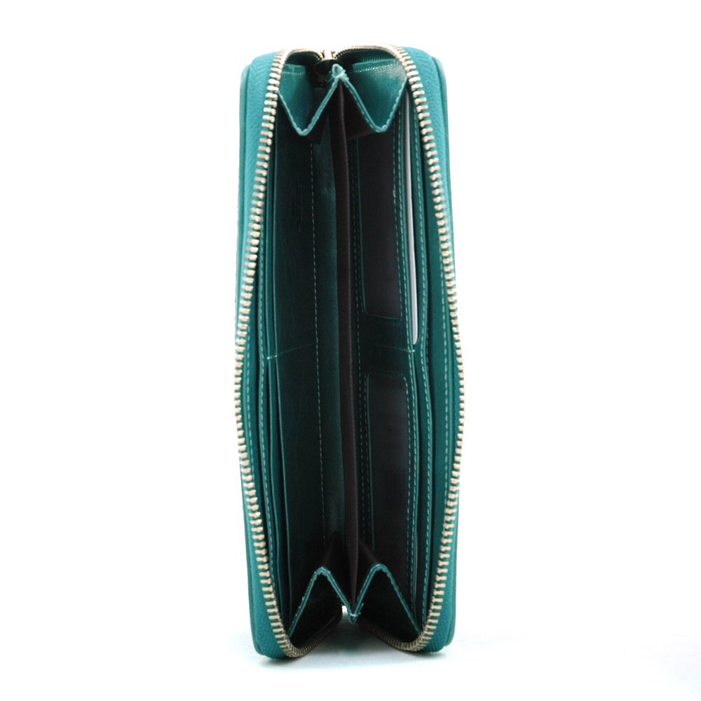 Anais Gvani By Dasein Smooth Genuine Leather Zip-Around Wallet with Suede Texture (E003 Black)