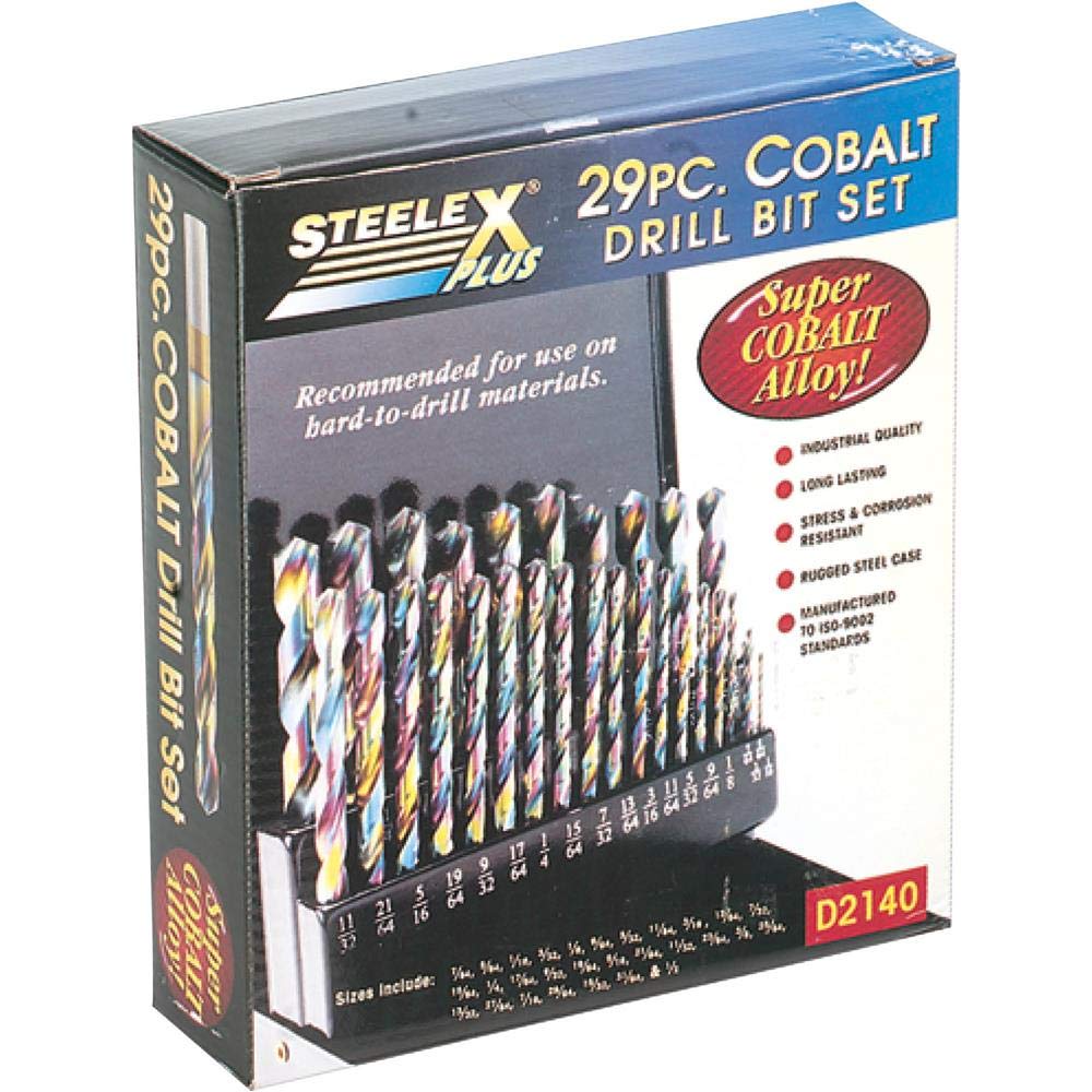 Steelex Plus D2140 1/16-1/2-Inch Cobalt Drill Set , 29-Piece