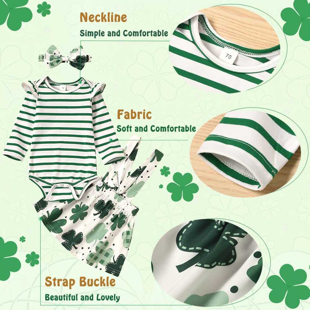 XIFAMNIY Baby Girls Valentine's Day/St.Patrick Day/Easter Day Outfit Newborn 3Pcs Suspender Skirt Set