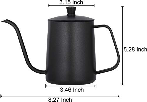 Apexstone Small Pour Over Coffee Kettle Gooseneck, Black Pour Over Coffee Kettle Stainless Steel, 20 oz Coffee Kettle