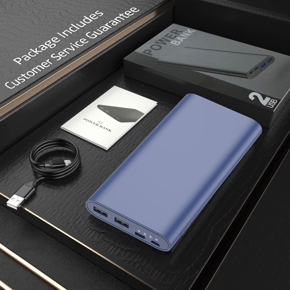 26800mAh Portable Charger Power Bank, Dual USB w/USB-C Fast Charging Battery Pack Charger for iPhone 14 13 12 11 XR XS SE,Airpods iPad,Samsung S9 S22 S23 Ultra, Google Pixel 6,LC Android Phone-Blue