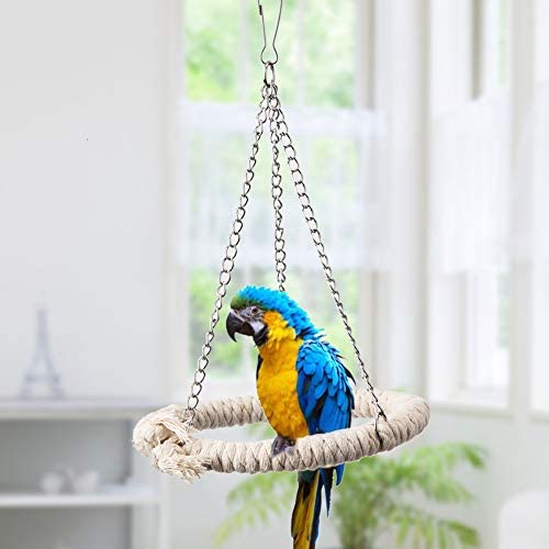 Pet Bird Parrot Swing Hanging Toy Parakeet Budgie Cockatiel Cage Hammock Swing Toy Round Cotton Rope Tri Toy Hanging Toy