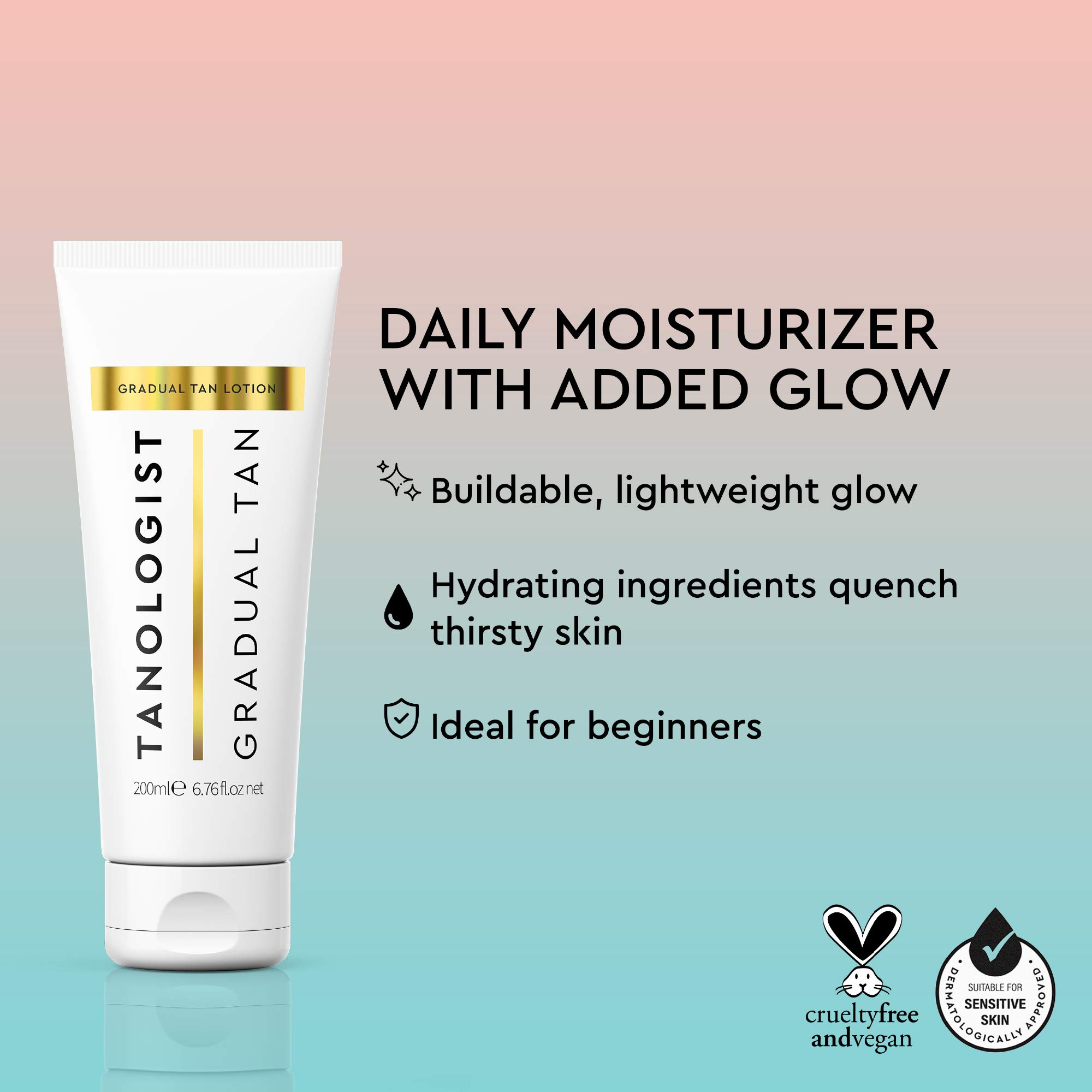 Tanologist Gradual Tan Lotion - Hydrating Daily Tanning Moisturizer for Gradual Tan, Vegan and Cruelty Free, 6.76 Fl Oz