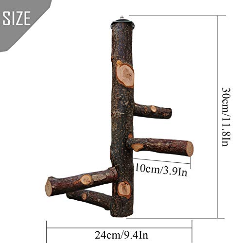 kathson Parrots Perch Natural Fruit Wood Stand Toy Branch Paw Grinding Standing Climbing Toy Cage Accessories for Small and Medium Birds,Parakeets,Lovebirds,African Grey,Cockatiels
