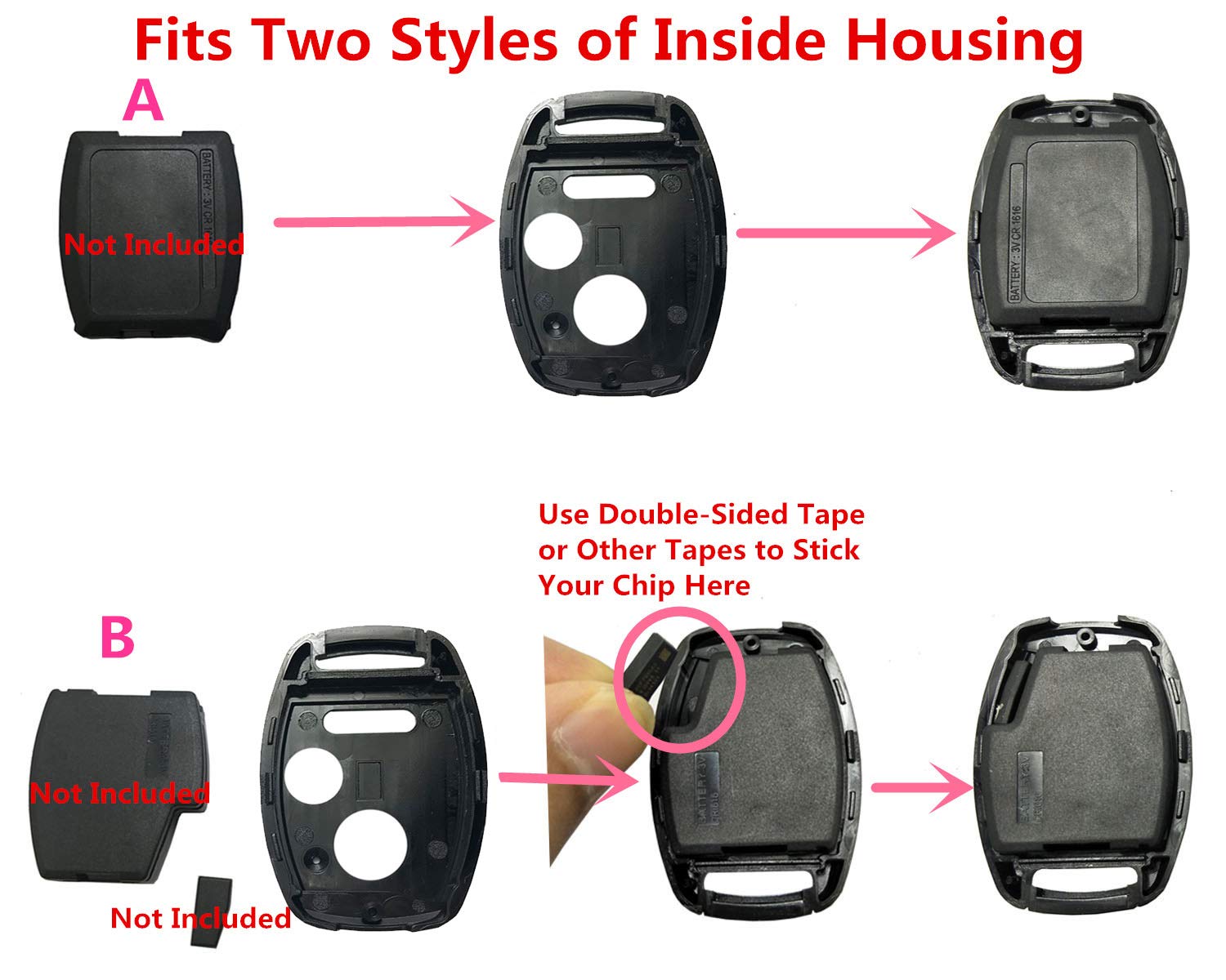 2PCS Horande Replacement Key Fob Cover fit for 2003-20013 Honda Civic Pilot URV Accord Ridgeline Odyssey 2005-2009 CR-V Keyless Entry Key Fob Shell