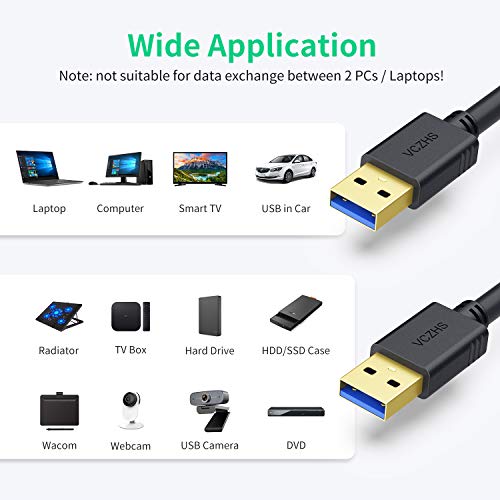 Short USB to USB Cable 1 ft, VCZHS USB 3.0 Cord USB A to USB A Cable USB to USB Cord for Hard Drive Enclosures, Laptop Cooler