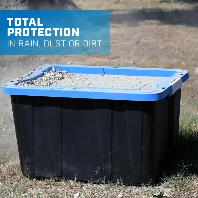 27 Gallon Heavy Duty Latching Plastic Storage Bin Container, Black