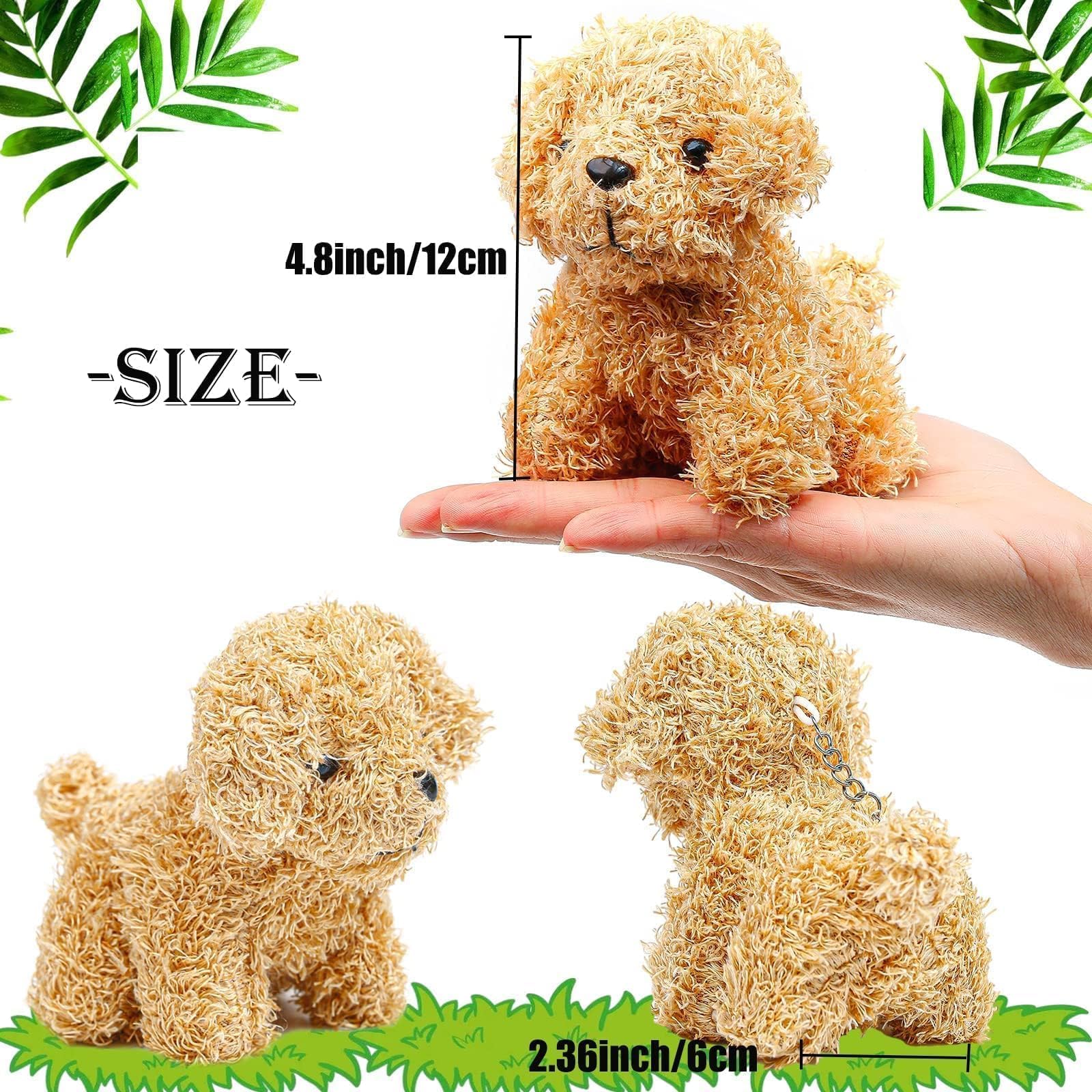 Anboor Small Stuffed Animals—4.8 Inch Cute Puppy Dog Plush Stuffed Animal with Keychain for Party Favors (Light Brown)