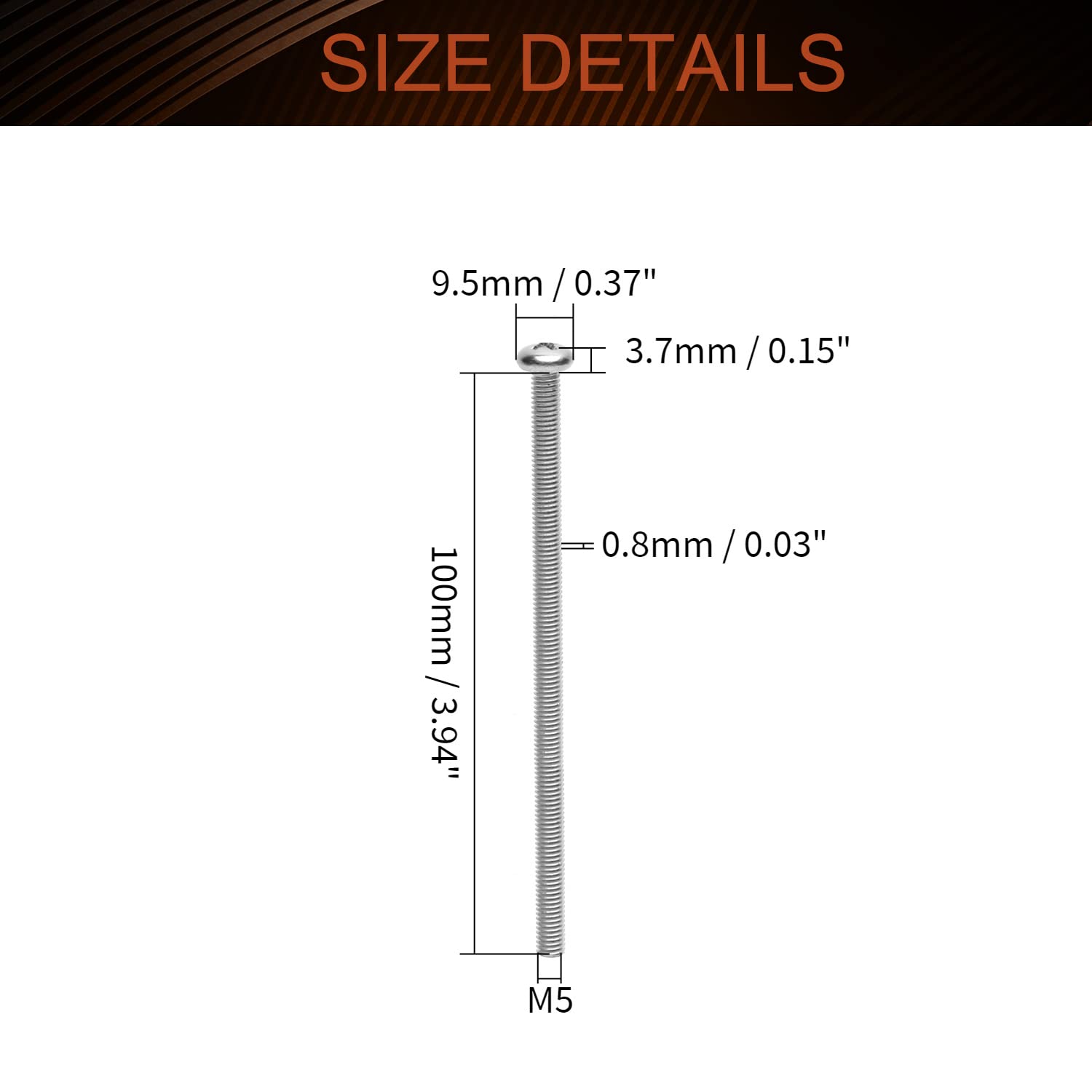 MroMax M5-0.8x100mm Pan Head Phillips Machine Screws 304 Stainless Steel Metric Cross Head Screws Bolts Fasteners Fully Threaded Silver Gray 3Pcs