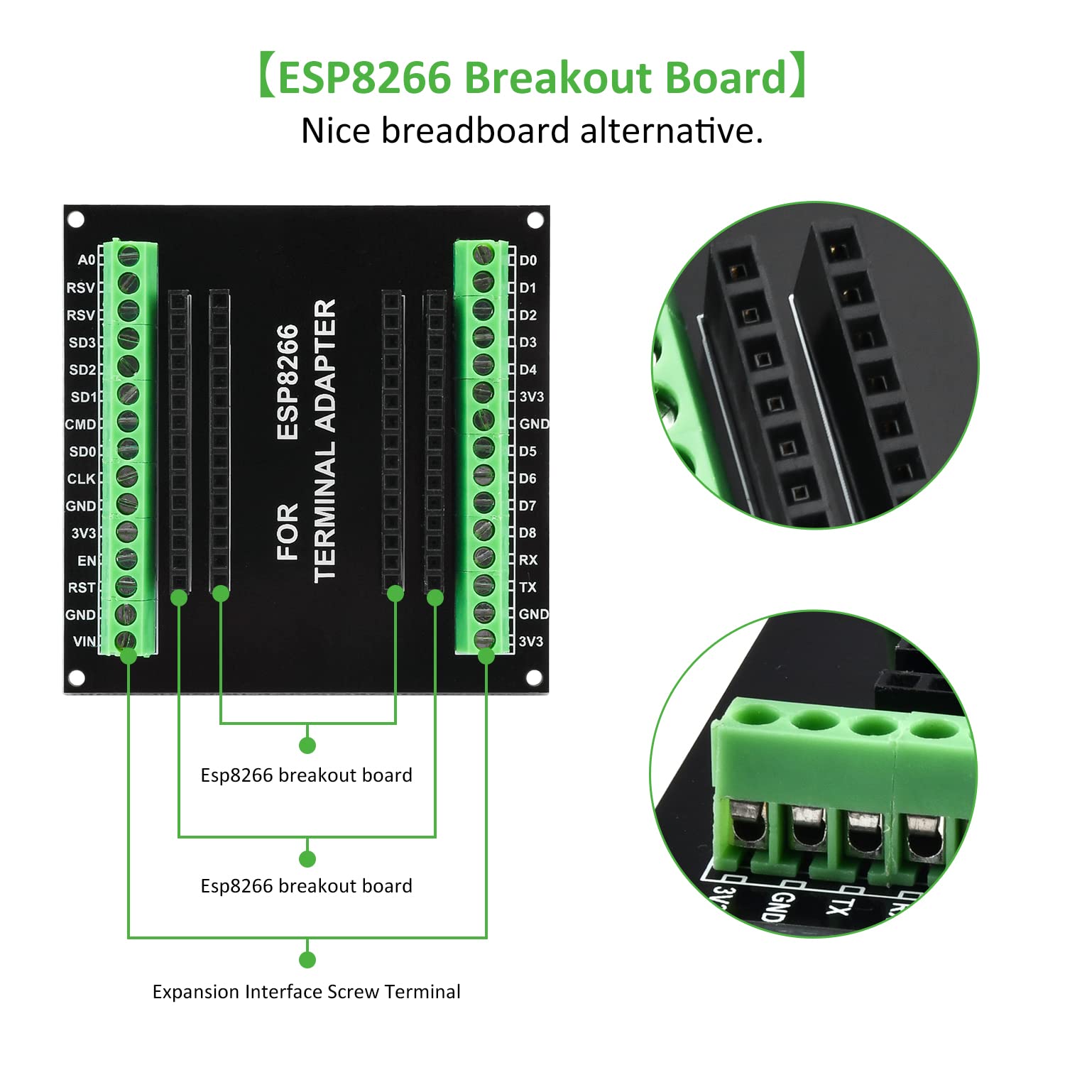 3-Pack ESP8266 Development Board, Aideepen ESP8266 Breakout Board GPIO 1 into 2 for ESP8266 ESP-12E NODEMCU V2