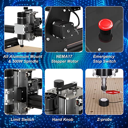 500W CNC Router Machine, 4540 CNC Machine for Metal, 3-Axis Stainless Steel Engraving Milling Machine for Carving Cutting Wood Acrylic PCB MDF Nylon, Working Area 430x390x90mm (16.9x15.4x3.5β)