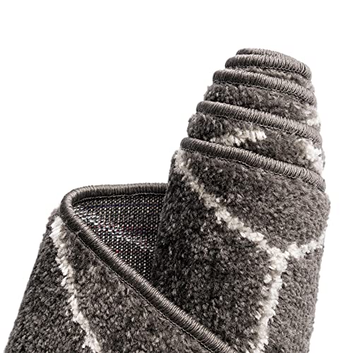 Unique Loom Trellis Frieze Collection Area Rug - Geometric (2' x 8' 8" Runner, Dark Gray/ Ivory)