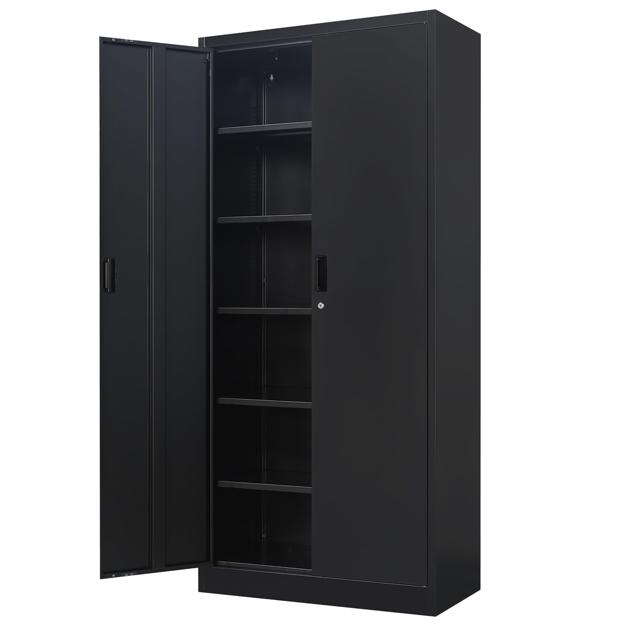 BESFUR Metal Storage Cabinet with 2 Doors and 4 Shelves, Lockable Steel Storage Cabinet for Office, Garage, Warehouse
