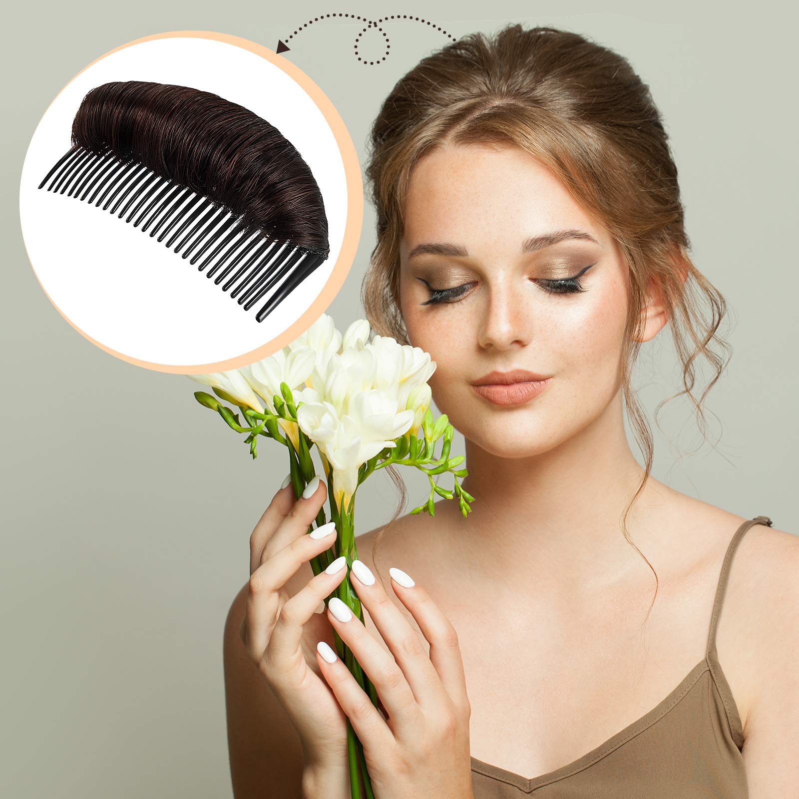 WILLBOND 3 Pieces Invisible False Hair Clips, Increased Pad Bump It Up Volume Hair Base Fluffy Princess Styling Insert Tool for Women Girls(Black)