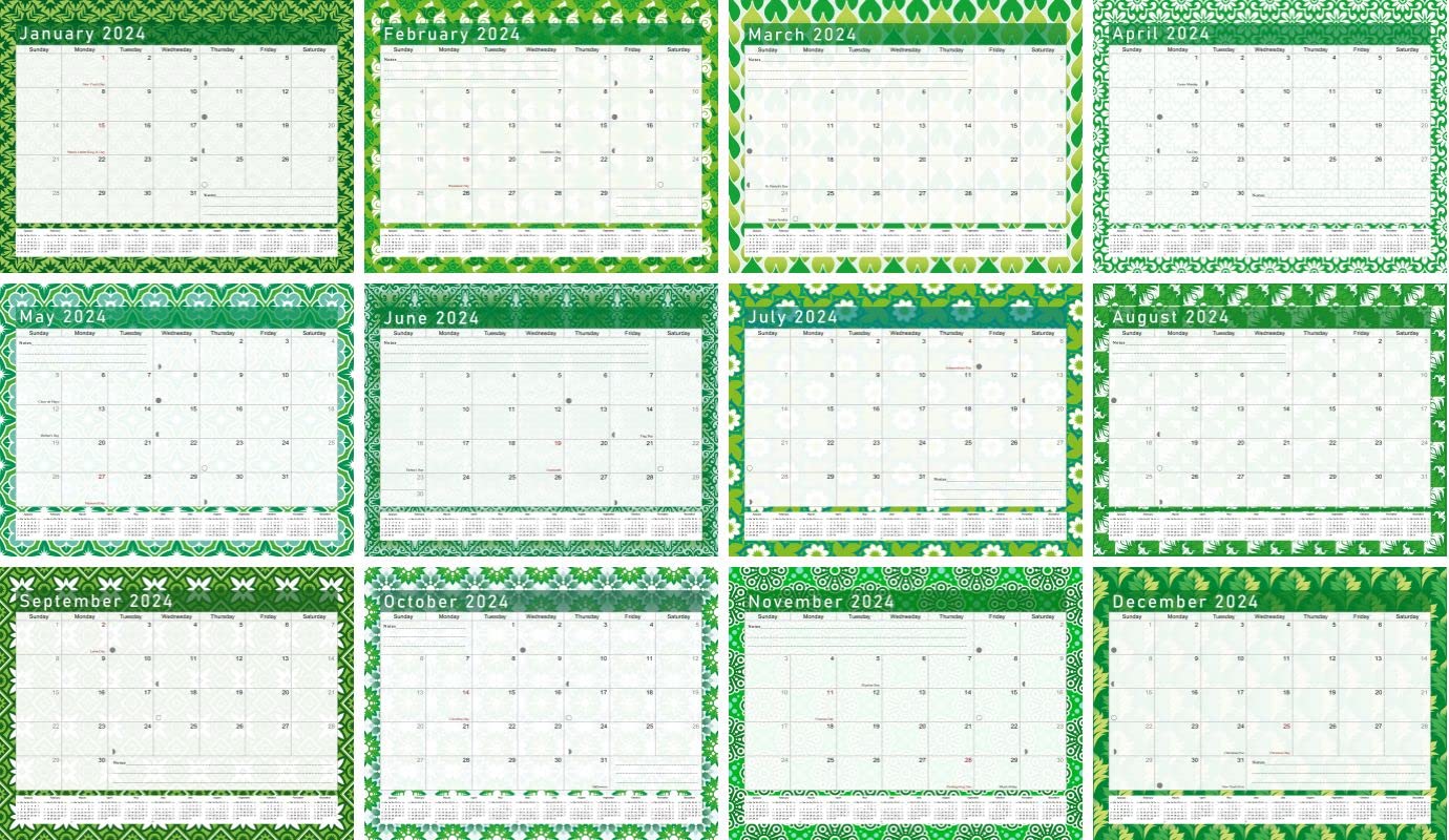 2023-2024 Calendar 16 Months Student Calendar/Planner for 3-Ring Binder, Desk, or Wall -v016