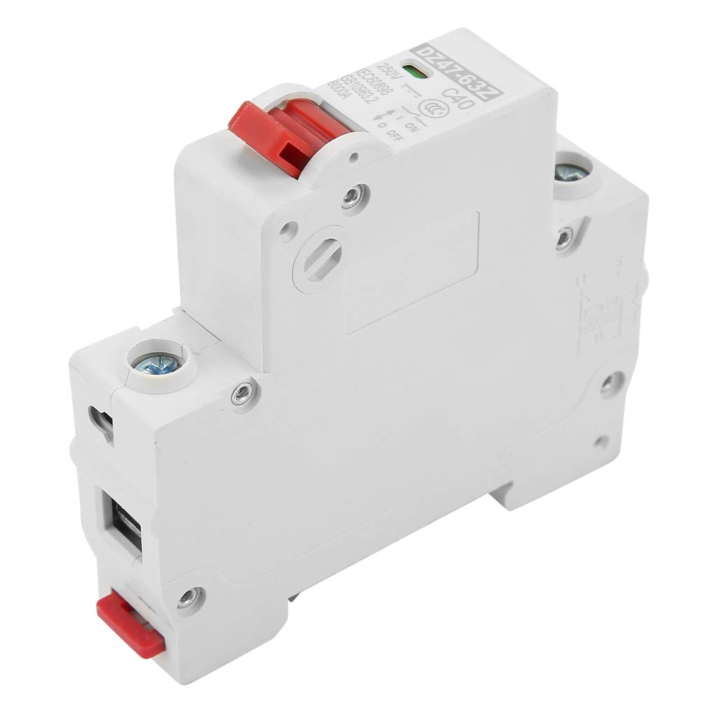 DC Circuit Breaker, DZ47-63Z-1P 40A Miniature Circuit Breaker Leakage Protection Air Switch Din Rail Installation for Solar System Power Generation System