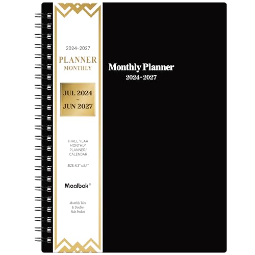 2024-2027 Monthly Planner/Calendar - 3 Year Monthly Planner 2024-2027, Jul 2024 - Jun 2027, 6.3" x 8.4", 36 Monthly Planner with Tabs, 30 Notes Pages, Double-side Pocket, Holidays