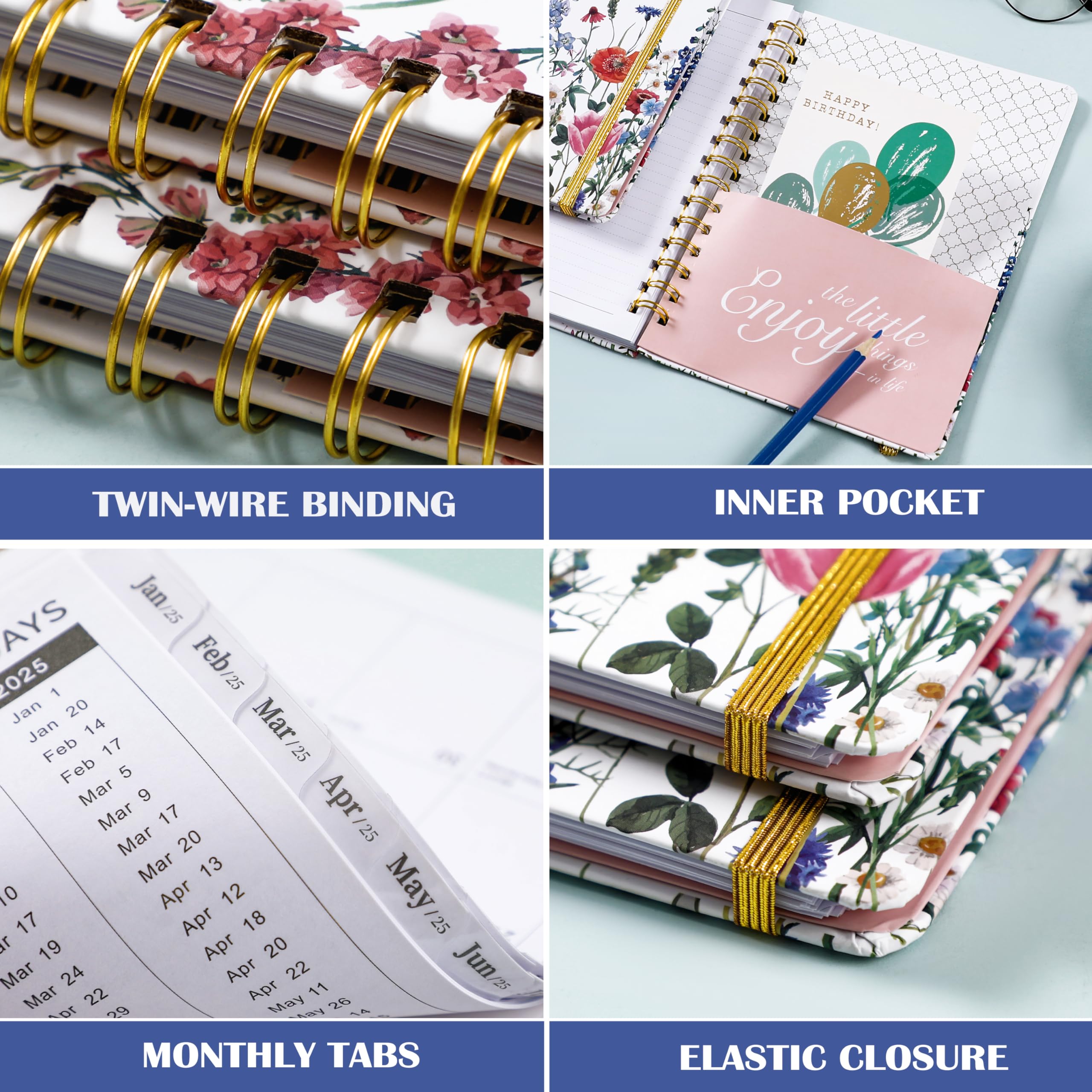 2024-2027 Monthly Planner - 3 Year Monthly Planner/Calendar 2024-2027, Jul. 2024 - Jun. 2027, 2024-2027 Monthly Planner, 6.3" x 8.4", 36 Monthly Calendar with Tabs + Back Pocket - Flowers