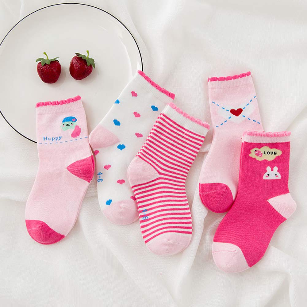 Zumou Toddler Kids Little Girls Cute Cotton Crew Socks 10 Pack Years (M (3-5T) / Toddler, Cute)