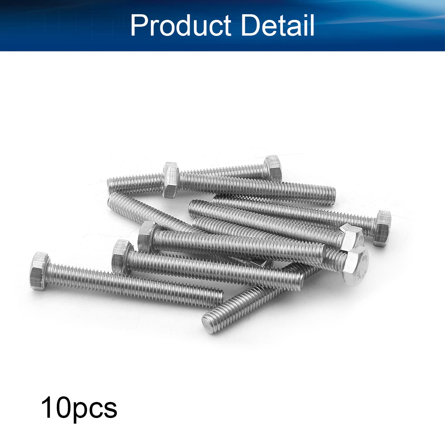 Yinpecly M5 Thread 40mm 304 Stainless Steel Hex Screw Bolts Fastener 10pcs